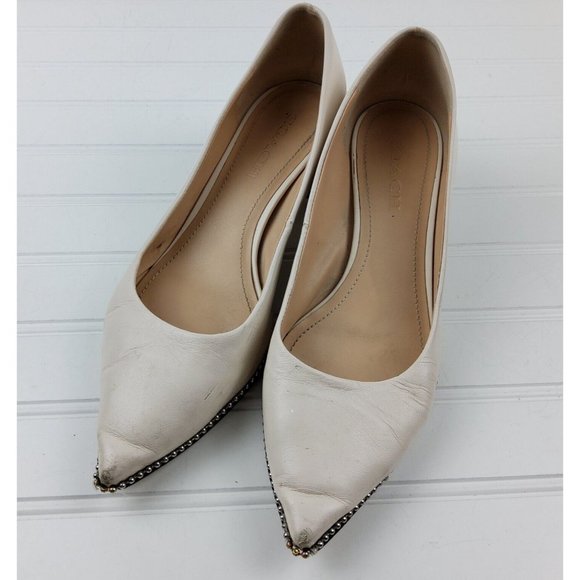 Coach | Shoes | Coach Leather Pointed Toe Dress Shoes Heels Ivory Size ...
